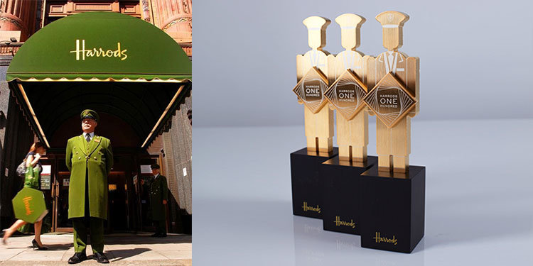 Harrods Green Men | Special EFX Creates Bespoke Brushed Gold Trophies ...