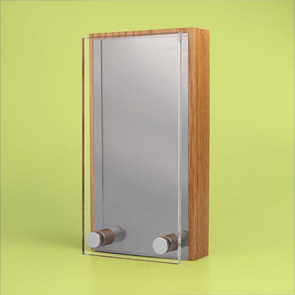 Oblong Wood Trophy with Metal Face Plate & Acrylic Front - EFX